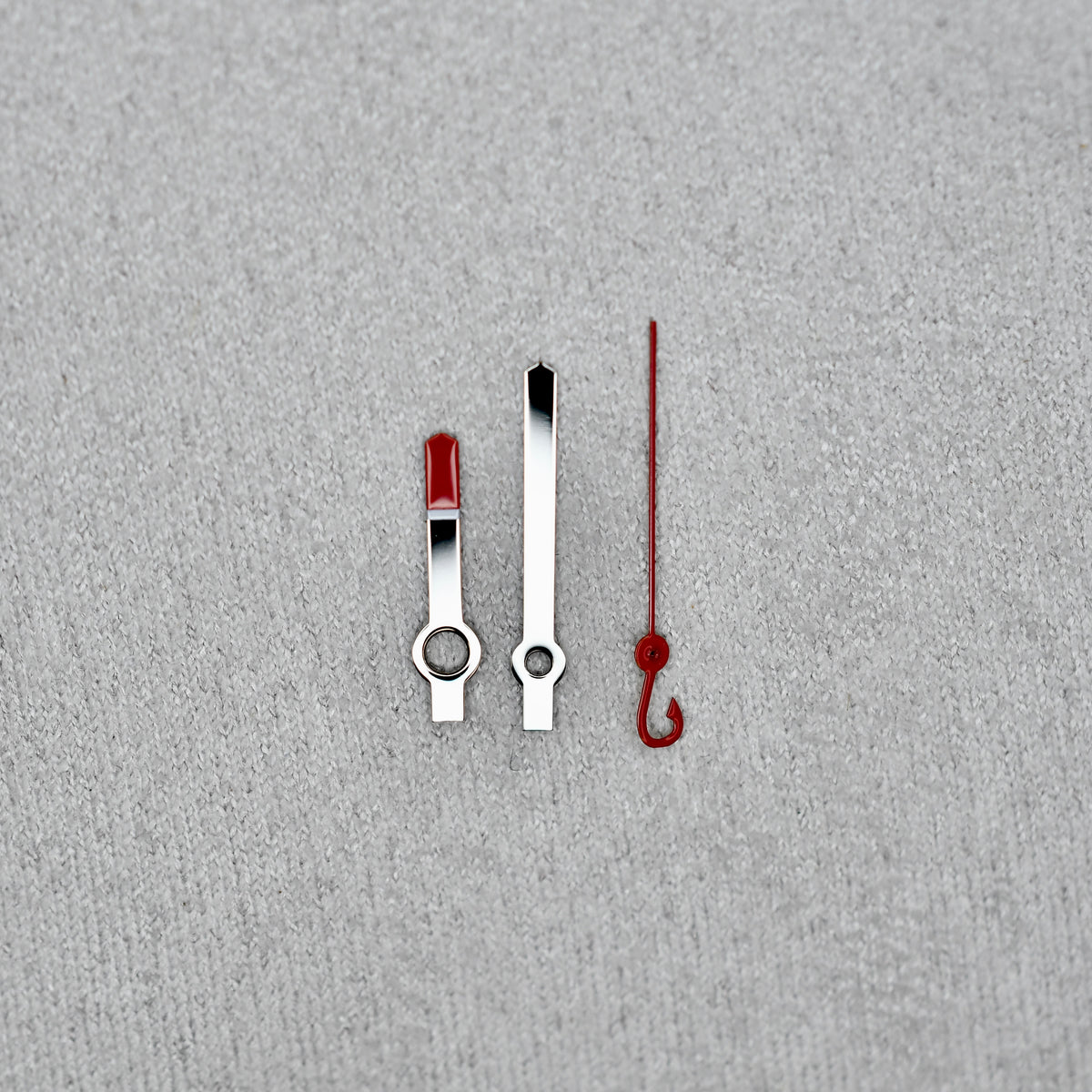 Polished Silver & Red Baton Hand Set w. Red "Hook" Second Hand - New ...