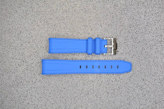 Light Blue Textured Rubber Strap w. Curved Ends, 20mm – Secondhand Mods